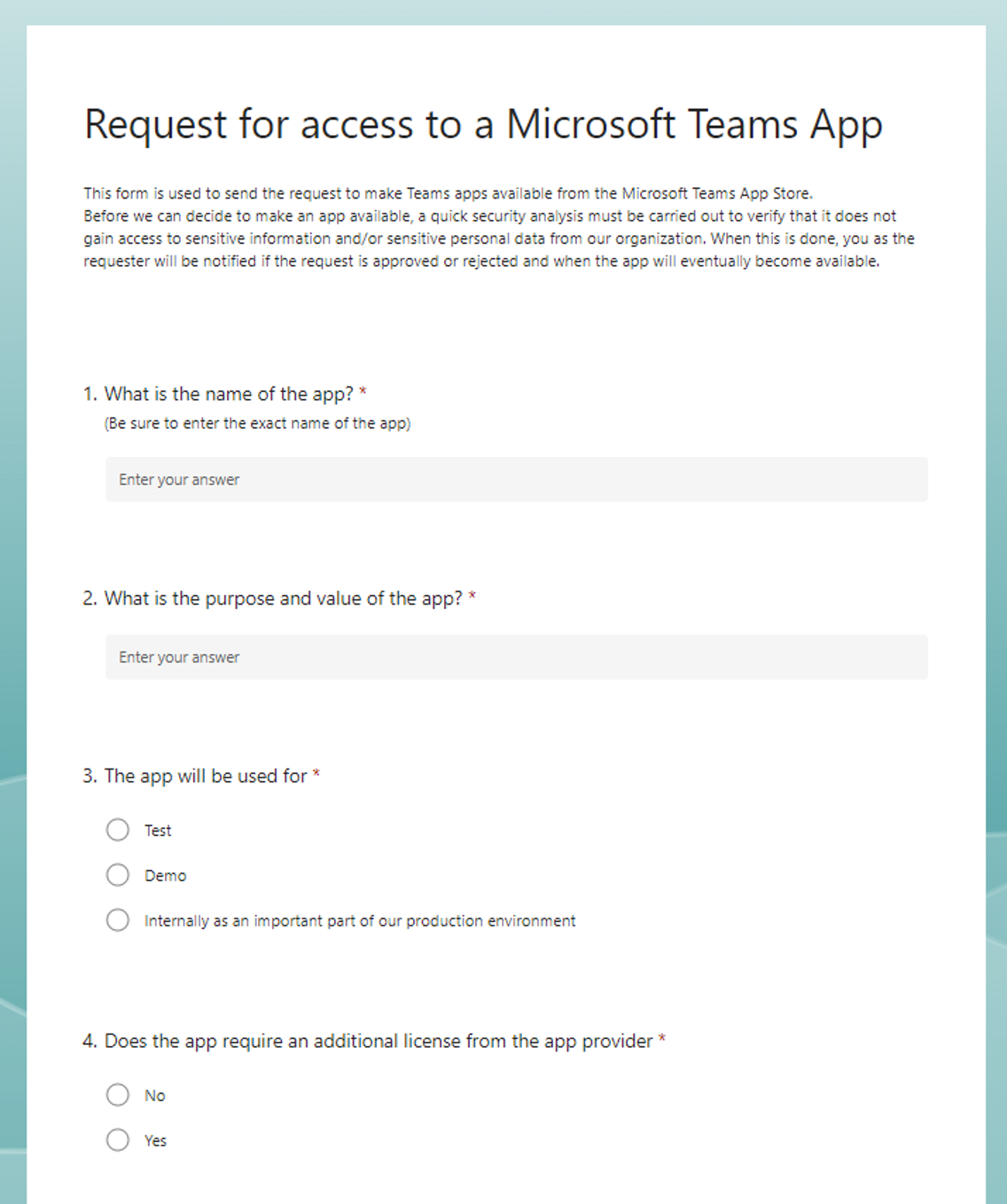 A simple solution for requesting new Team apps – Providing Tips